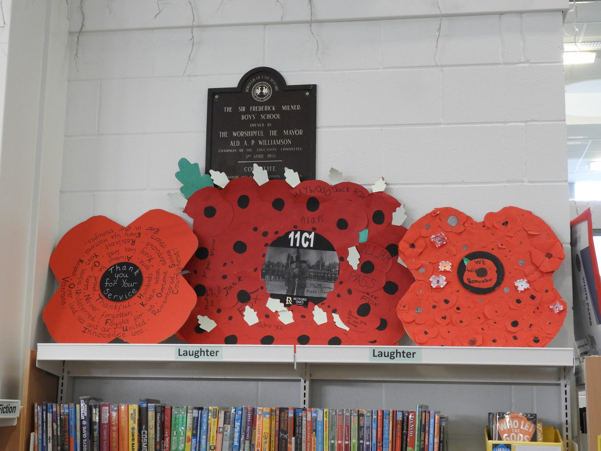 Poppy themed Remembrance Day displays - Retford Oaks Academy