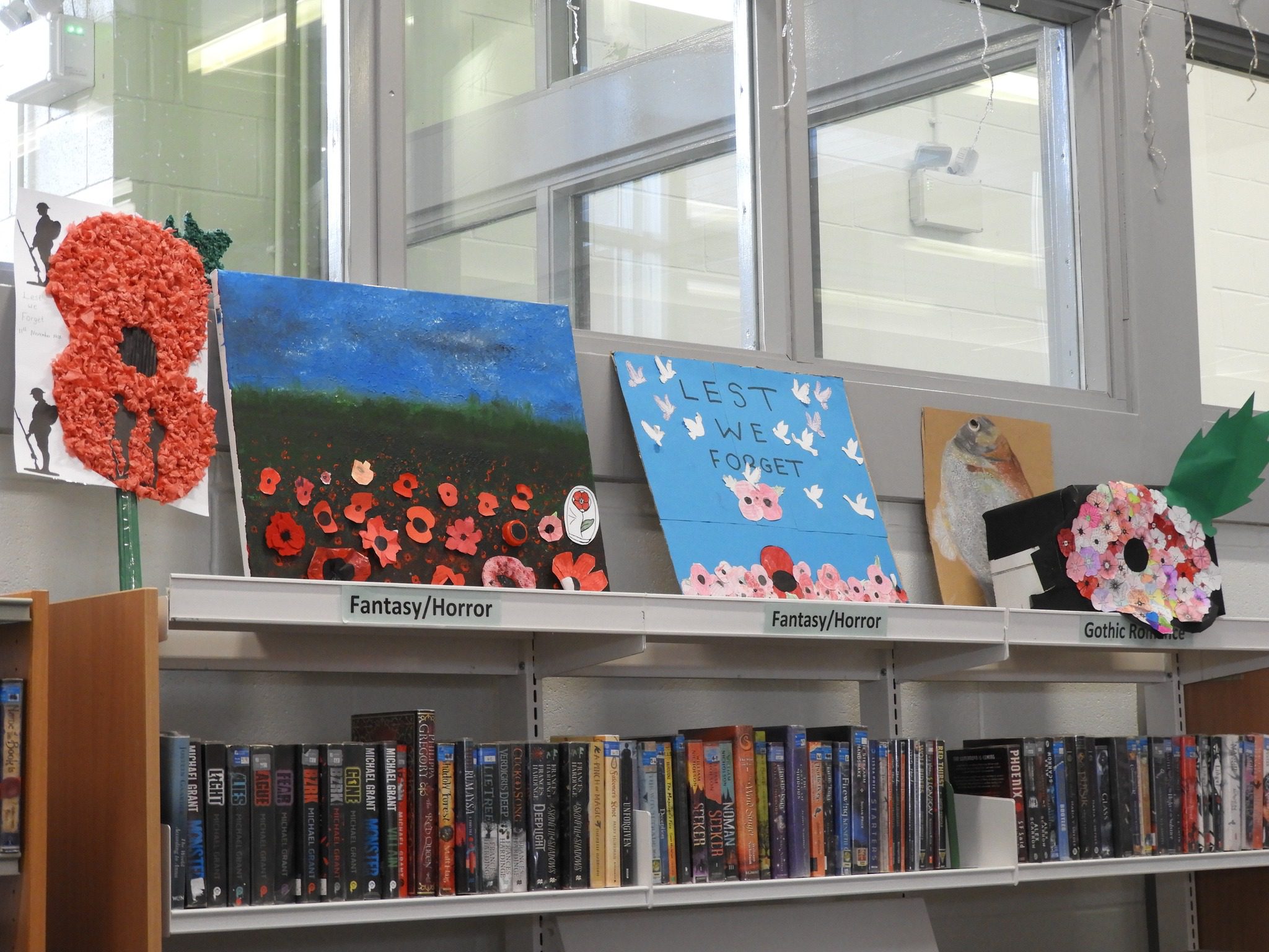 Poppy themed Remembrance Day displays - Retford Oaks Academy