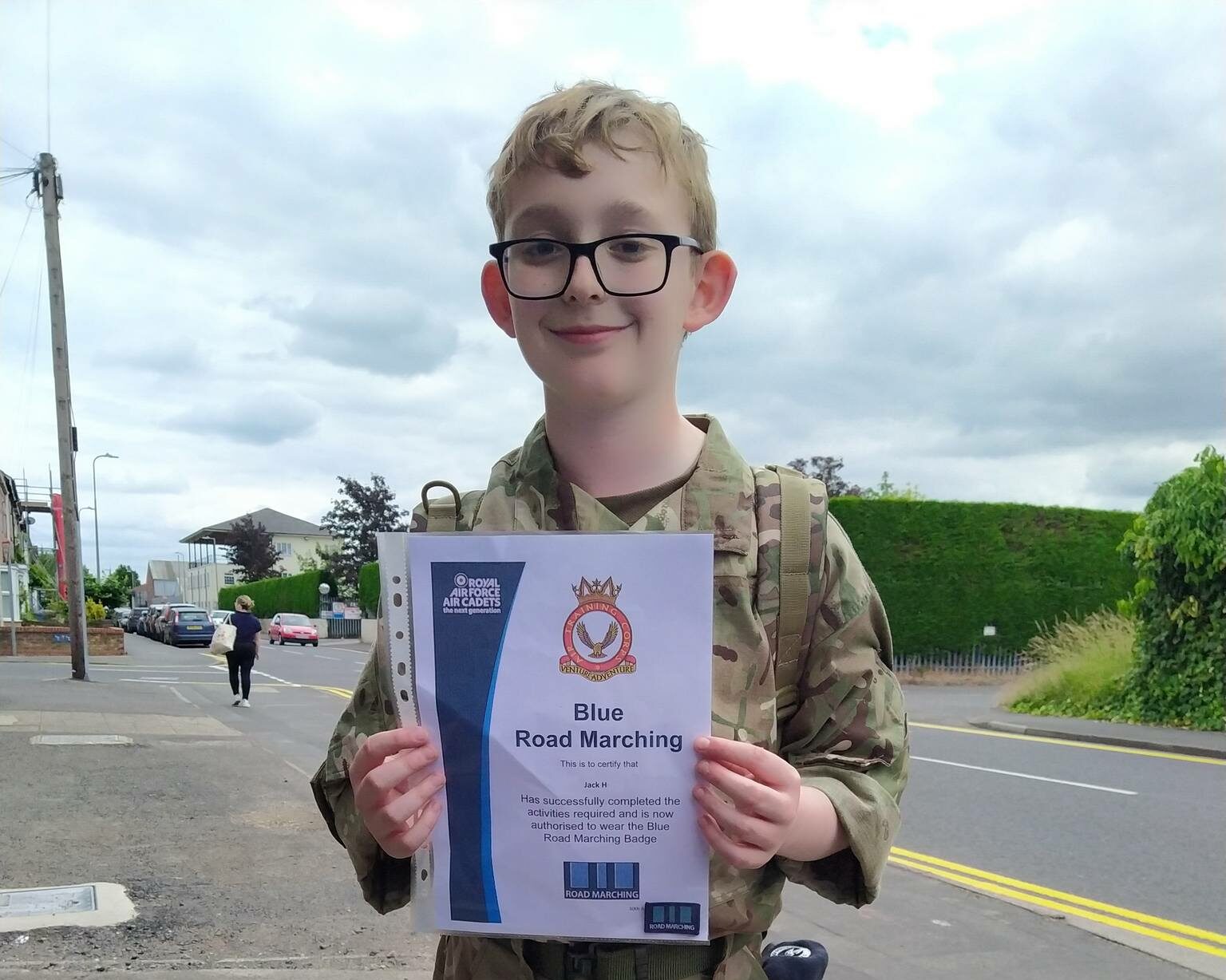 Jack achieves 12km road marching badge - Retford Oaks Academy