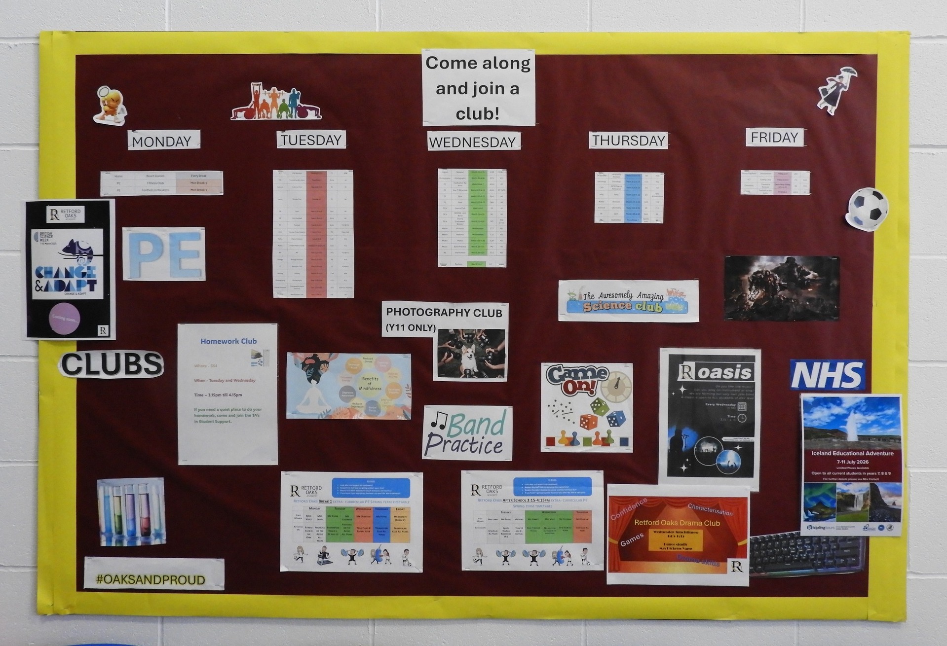 Introducing our clubs board - Retford Oaks Academy